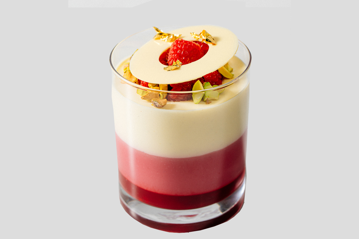 Raspberry, White Chocolate & Vanilla Verrine by Michael Laiskonis