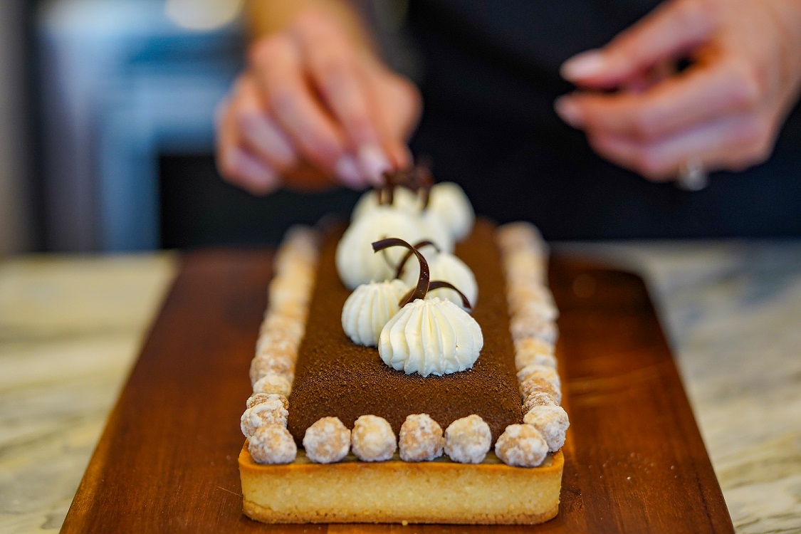 Hazelnut Banana Coffee & Chocolate Tarte by Abby Dahan
