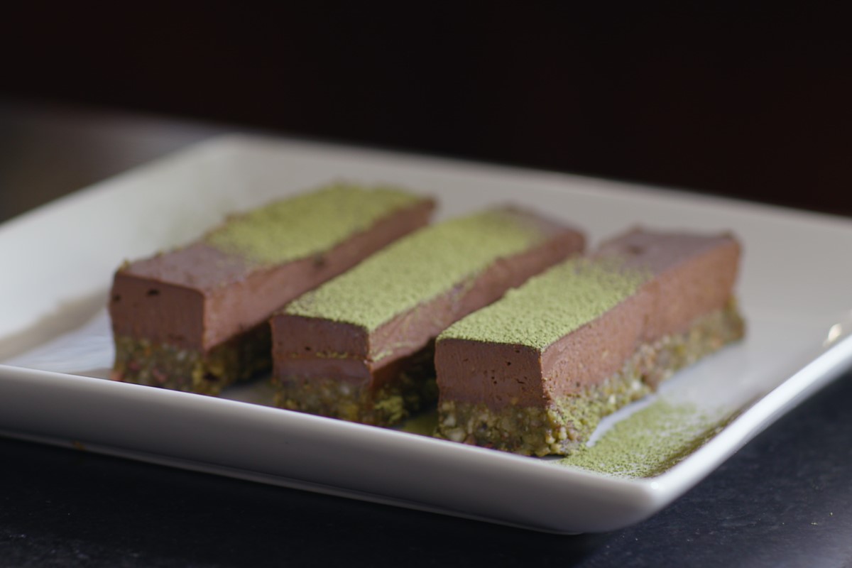 Plant-Based Chocolate Avocado Brownies + Matcha by Anne Lanute