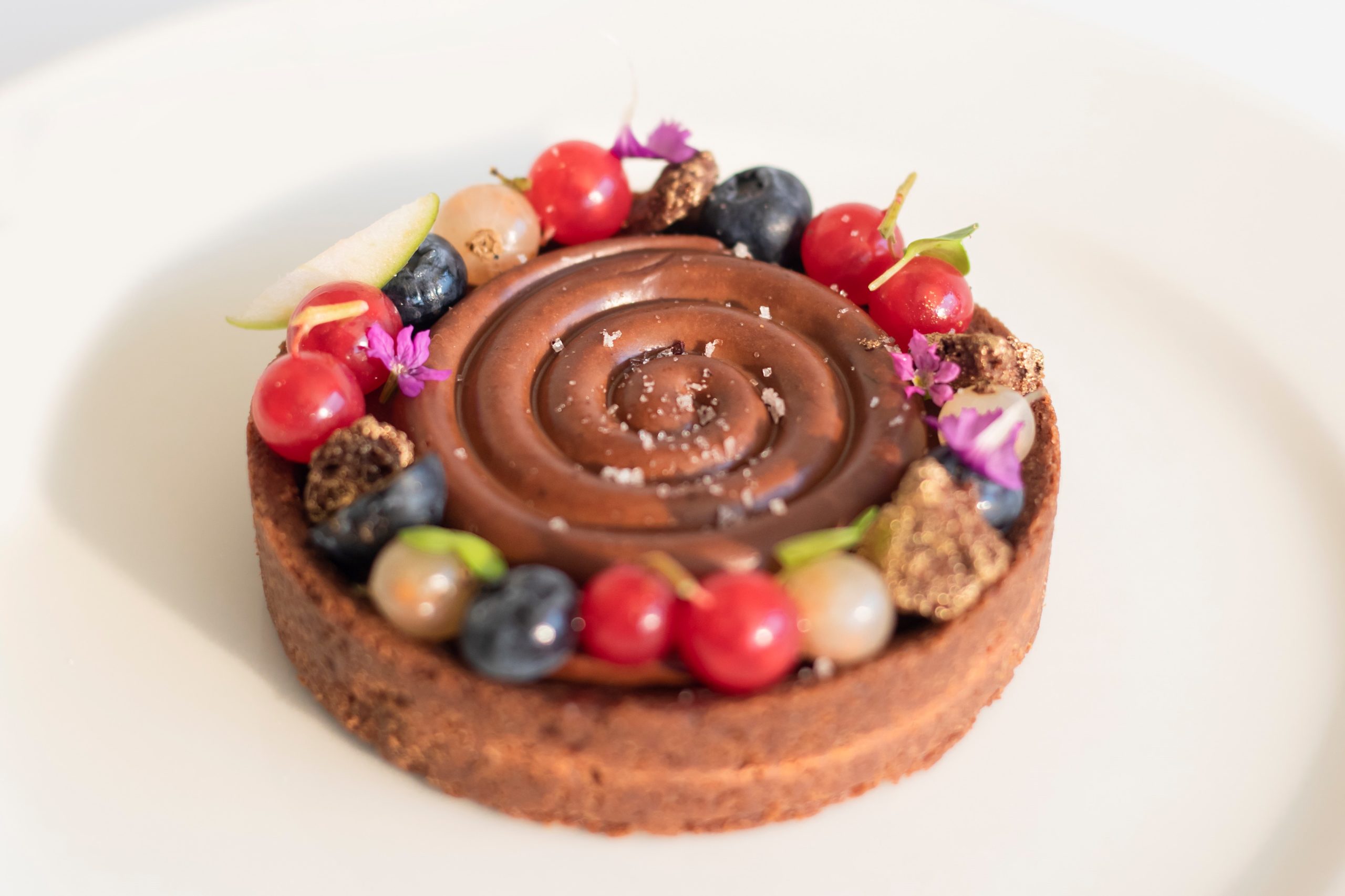 Rich Multigrain Tart with Spiced Dark Chocolate Lassi Mousse and Fresh Berries by Dr. Chef Avin ...