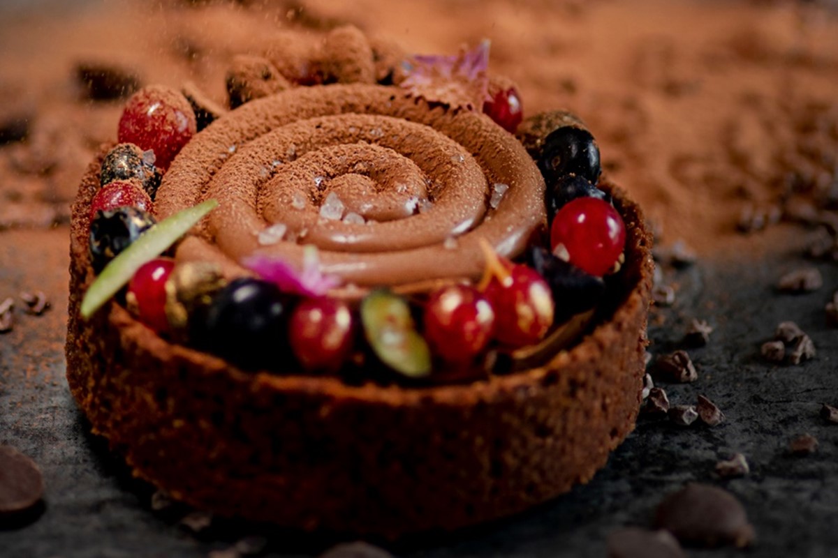 Rich Multigrain Tart with Spiced Dark Chocolate Lassi Mousse and Fresh ...