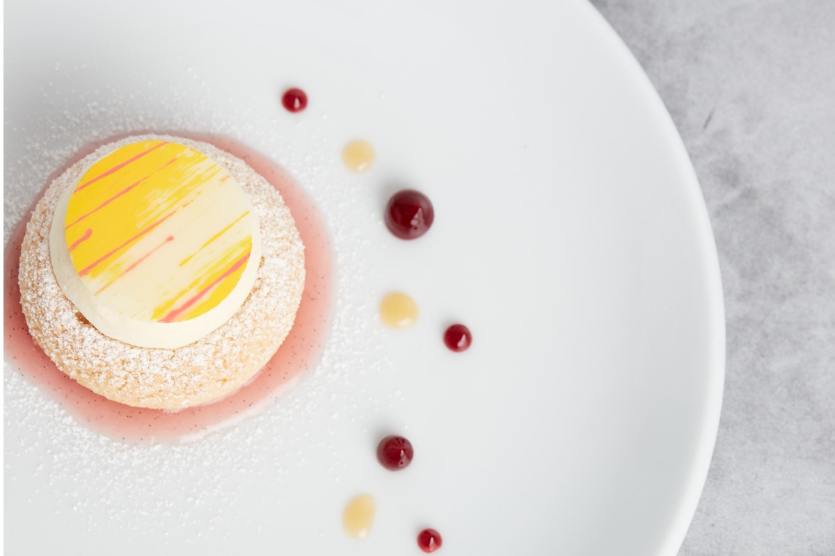 Corn and White Peach Profiterole by Chef Michael Laiskoni