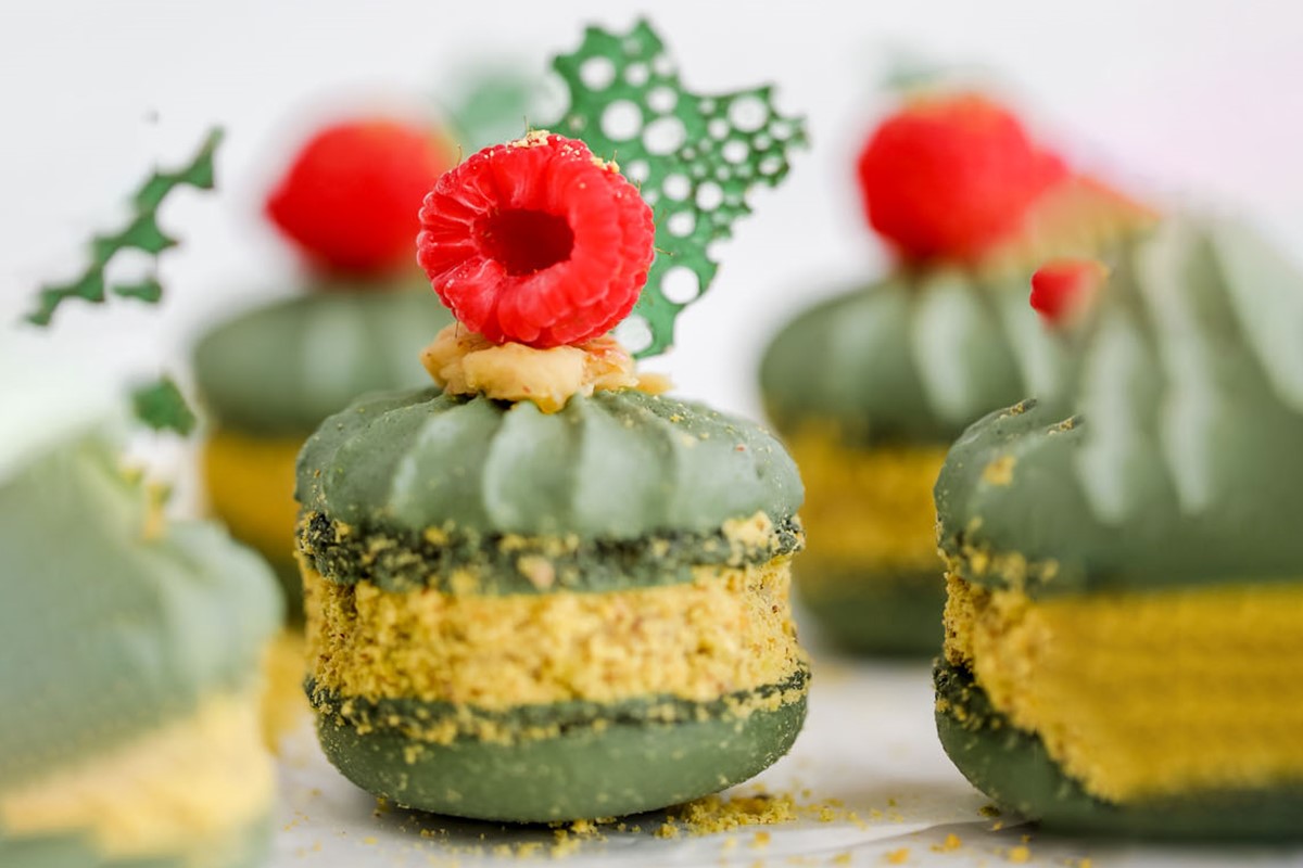 Pistachio Raspberry Macarons by Marina Voronkov | Pastry Arts