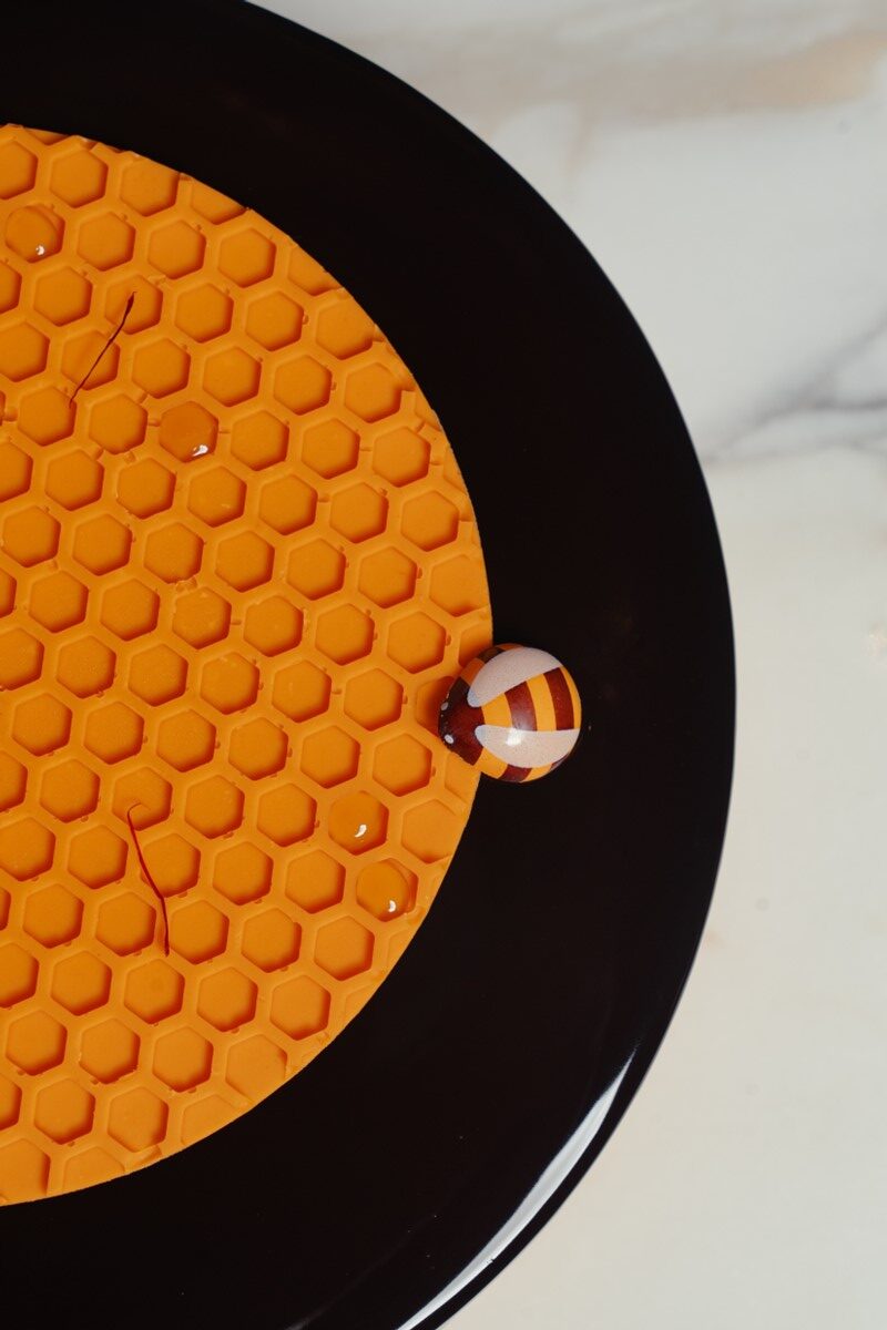 Hazelnut, Saffron & Chocolate Entremet by Chef Ruchit Harneja | Pastry Arts